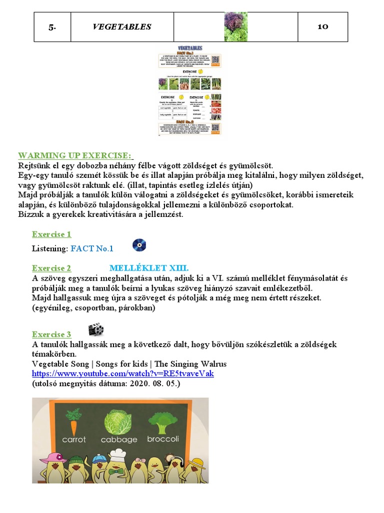 Unit 1. Vegetables | PDF