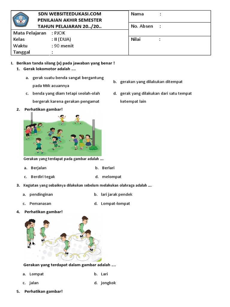 Soal PAS PJOK Kelas II K13 | PDF