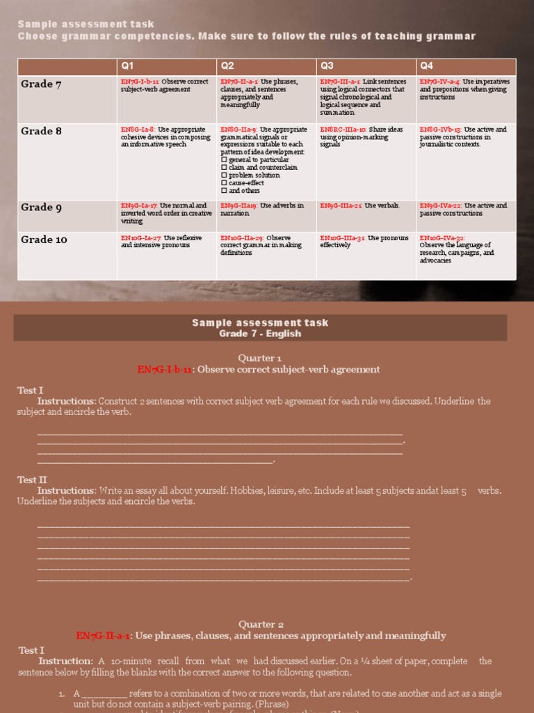 Sample Assessment Task | Download Free PDF | Clause | Linguistic Morphology