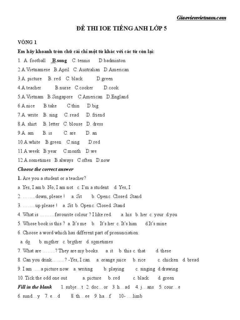 Grade 5 English IOE Exam Practice | PDF | Sports & Recreation | Foreign Language Studies