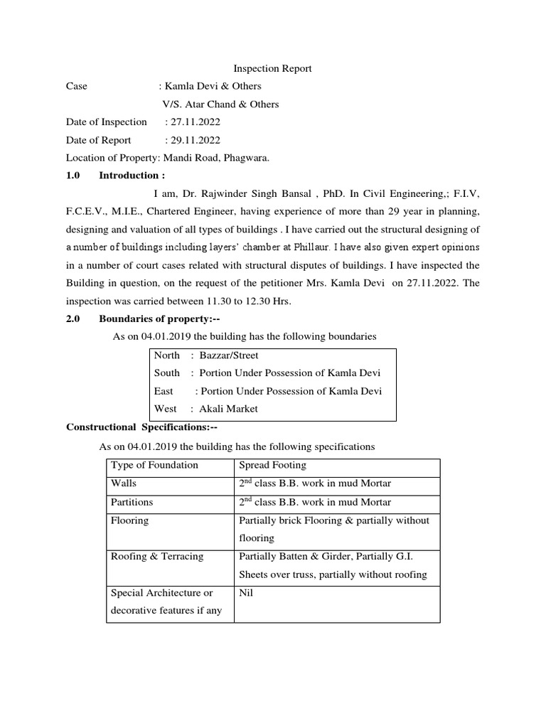 Inspection Reportdf | Download Free PDF | Brick | Economic Sectors