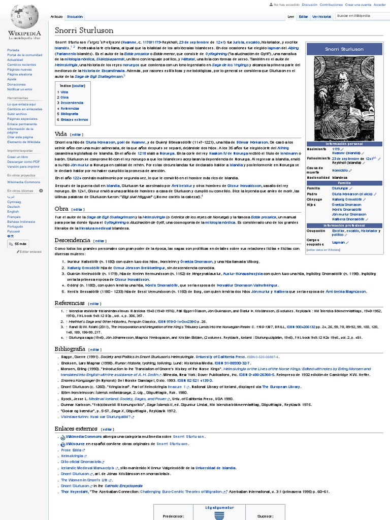 Snorri Sturluson - Wi | PDF | Mitología nórdica | Paganismo germánico