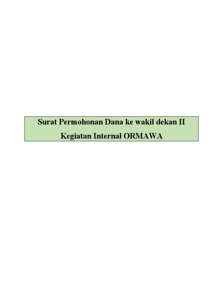 Format Surat Permohonan Dana Kegiatan ORMAWA | PDF