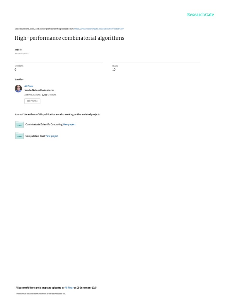 High-Performance Combinatorial Algorithms | PDF