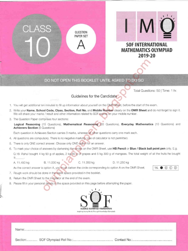 SOF International Mathematics Olympiad 2019-20 | PDF | Triangle | Geometry