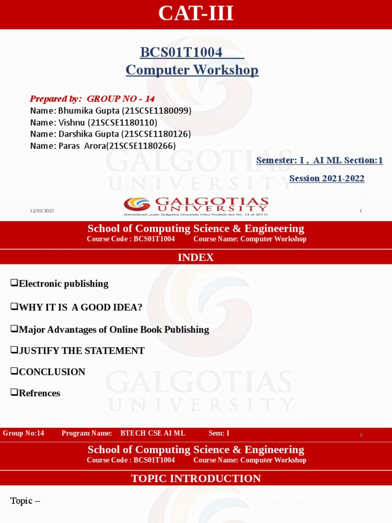 Computer Workshop | PDF