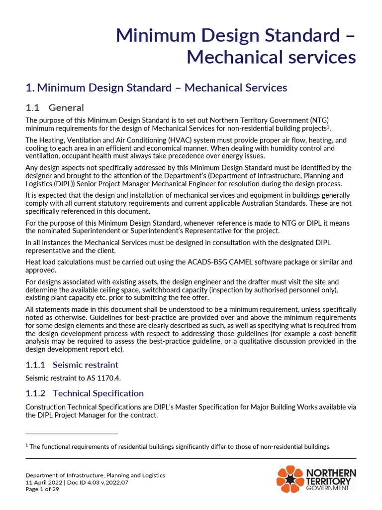 Mechanical Services Design Standards | PDF | Heat Exchanger ...