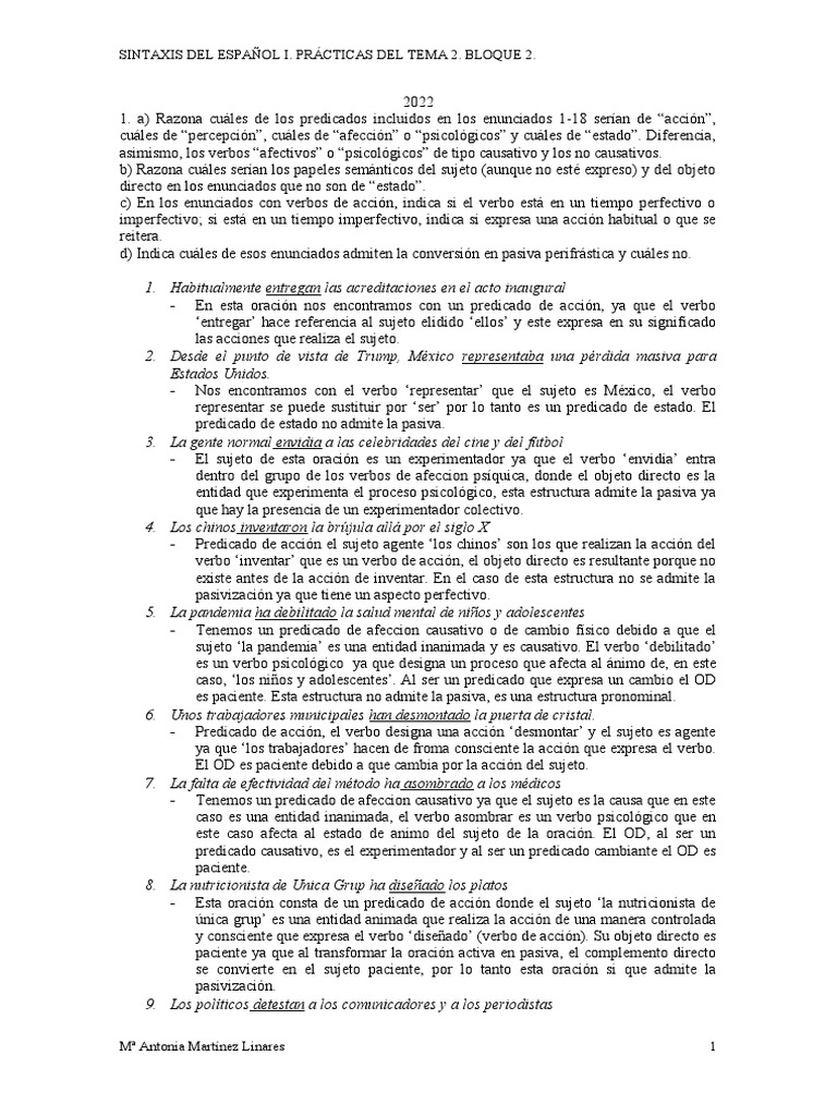 Tema 2 Bloque 2 Lucia Llorens Fernández | PDF | Verbo | Objeto (gramática)