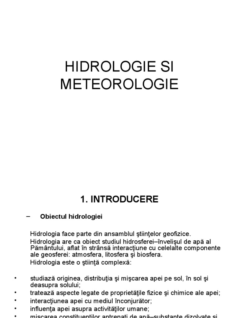 Hidrologie Si Meteorologie | PDF