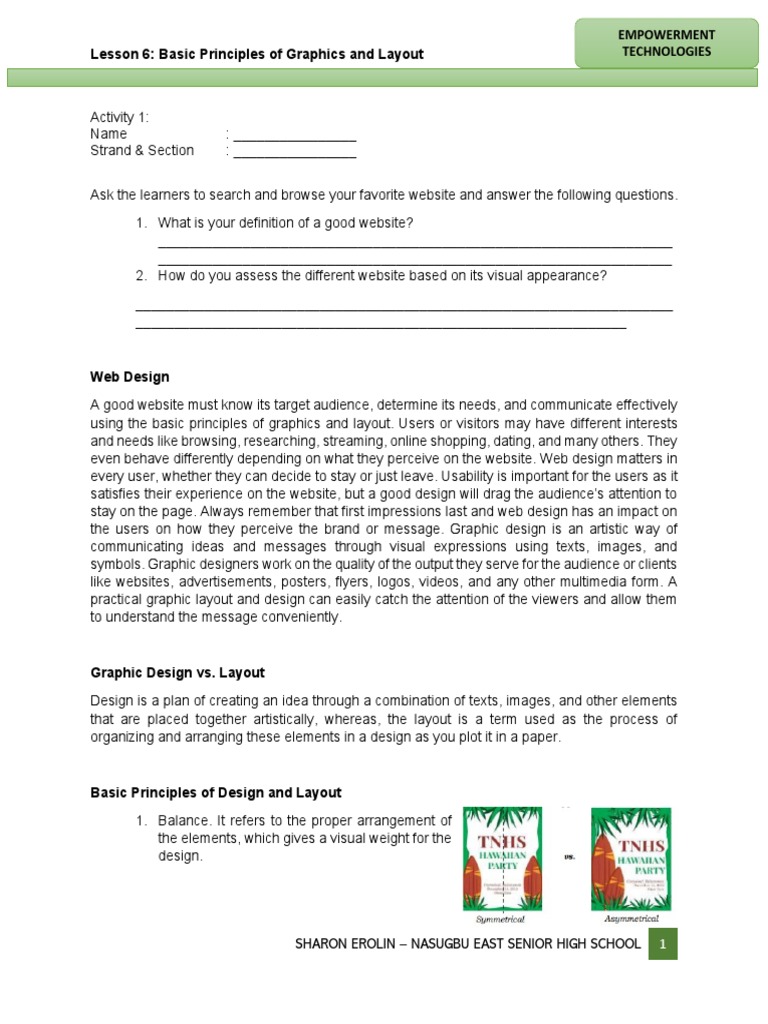 Principles of Web Graphics & Layout | PDF | Page Layout | Web Design