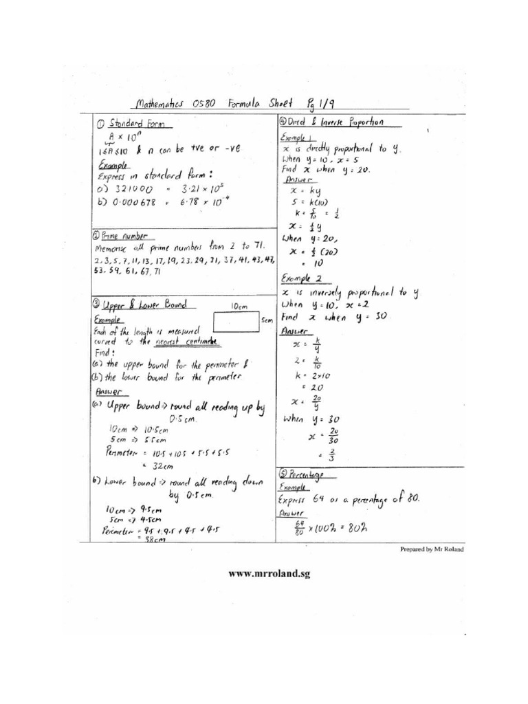 Formula Sheet 4024 | PDF