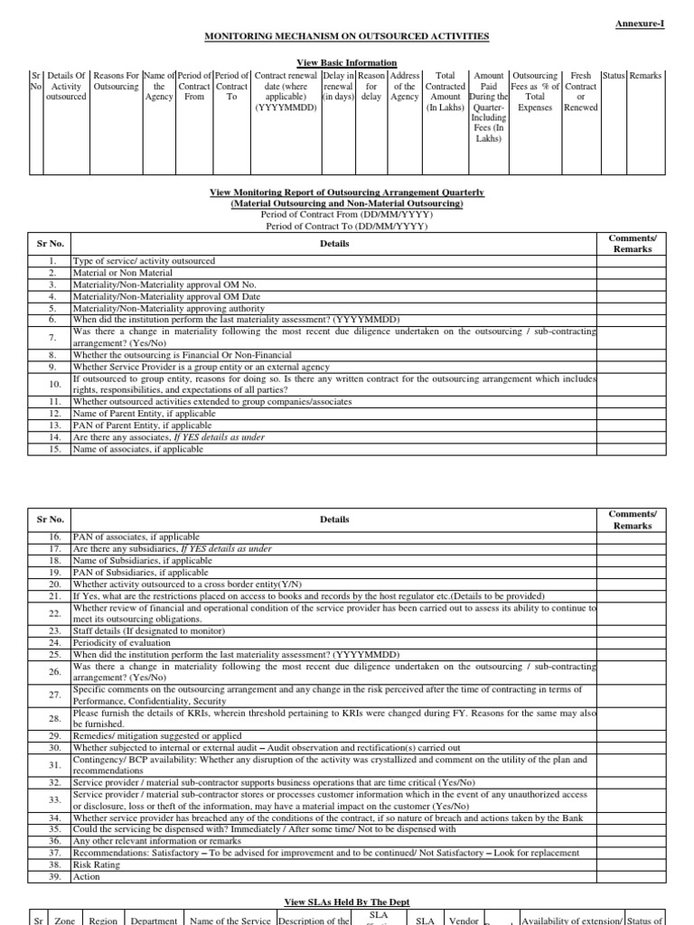 Annexure I | PDF | Outsourcing | Audit