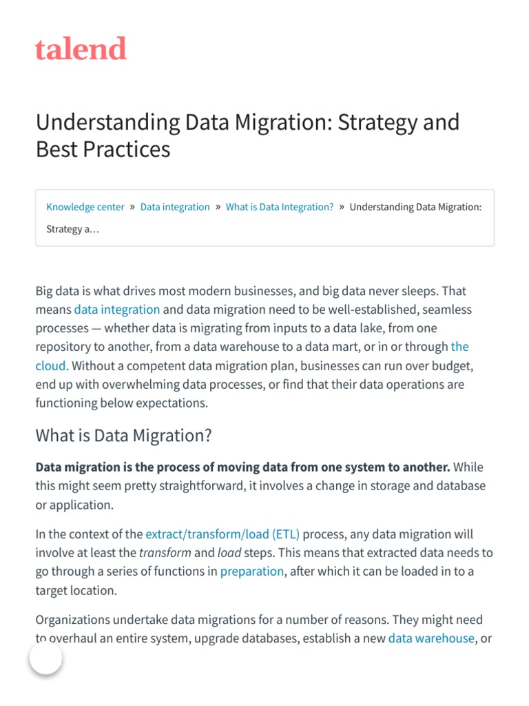 Data Migration - Strategy and Best Practices - Talend | Download Free PDF | Cloud Computing ...
