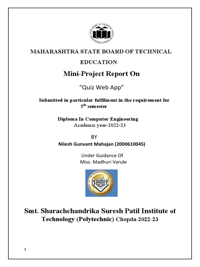 Quiz App Javascript Report Css Mini Project 1 Pdf Java Script 2823