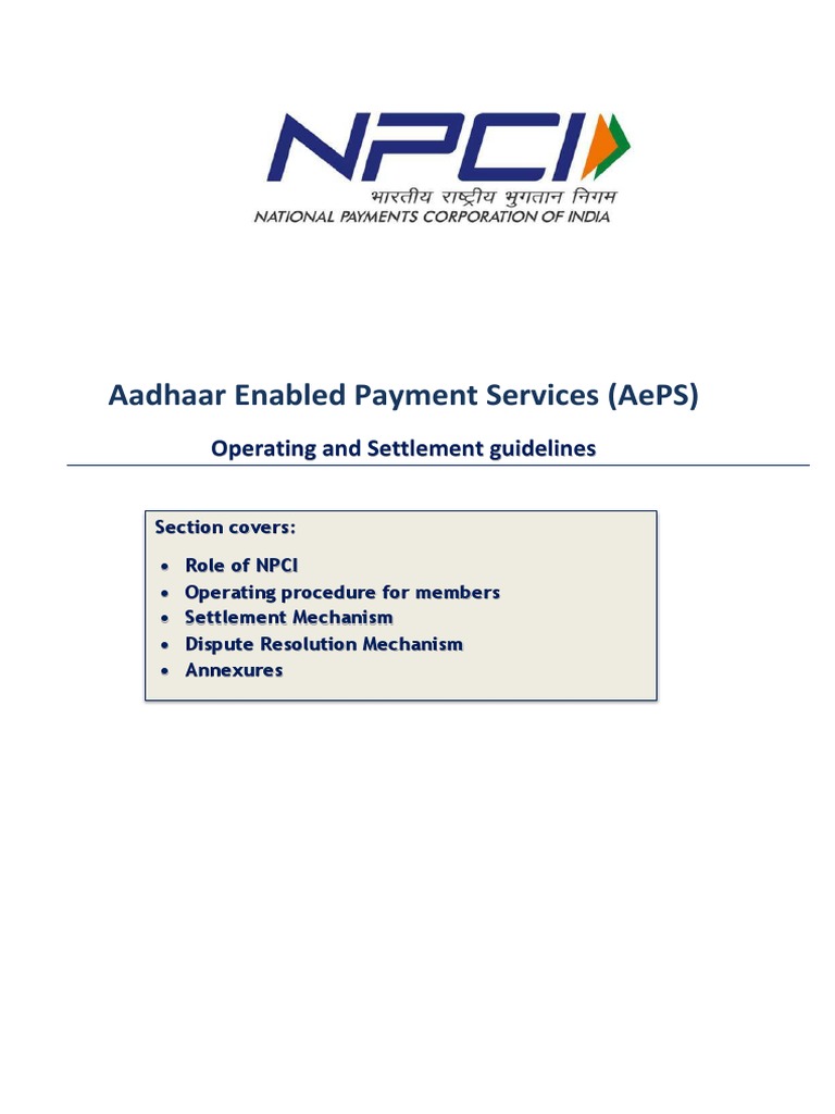 AEPS Operating and Settlement Guidelines - V2 | PDF | Credit Card ...