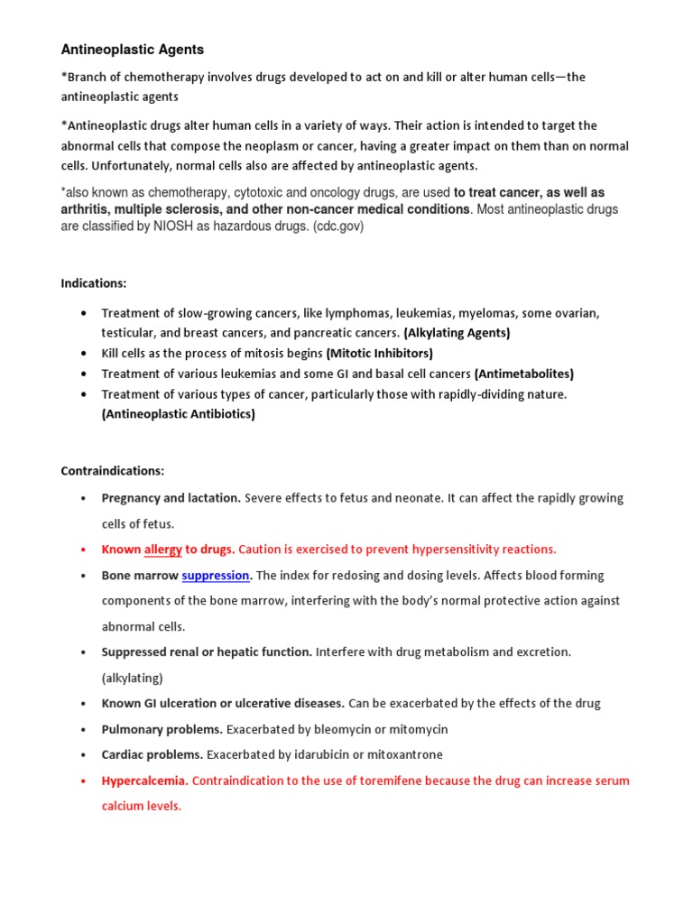 Antineoplastic Agents Overview and Risks | PDF | Chemotherapy | Cancer