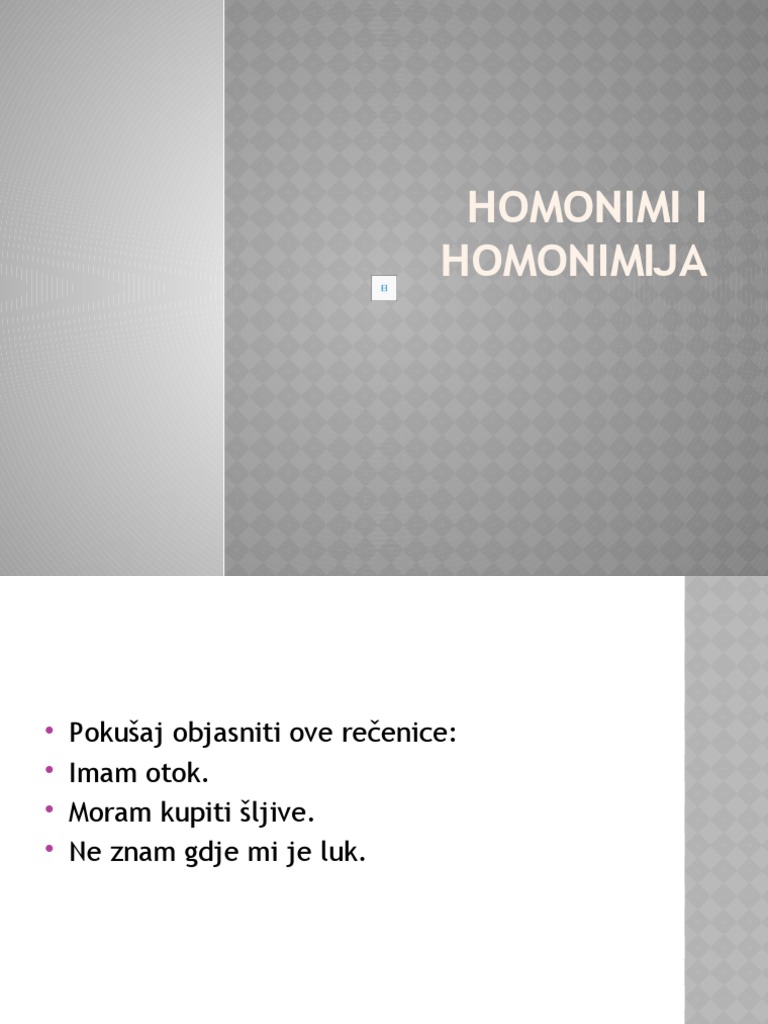 HOMONIMI I HOMONIMIJA 1. Razred | PDF