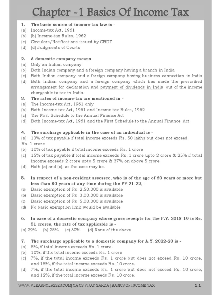 MCQ Basics | PDF | Income Tax | Taxes