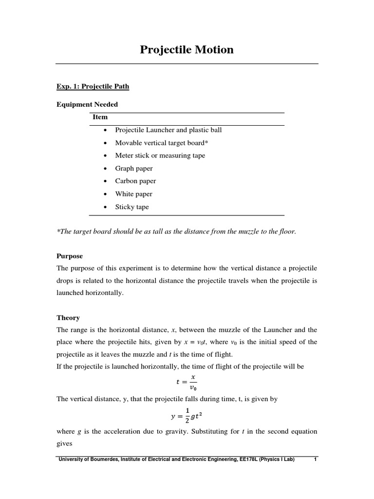 Projectile Motion Experiments in Physics | PDF | Science & Mathematics ...