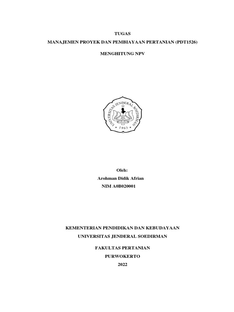 A0B020001 - Arohman Didik Afrian - Tugas NPV | PDF