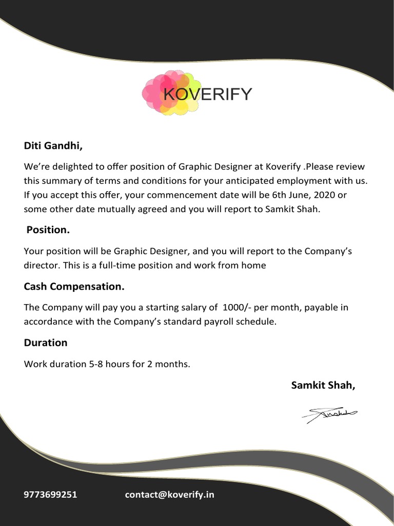 Offer Letter Diti | PDF