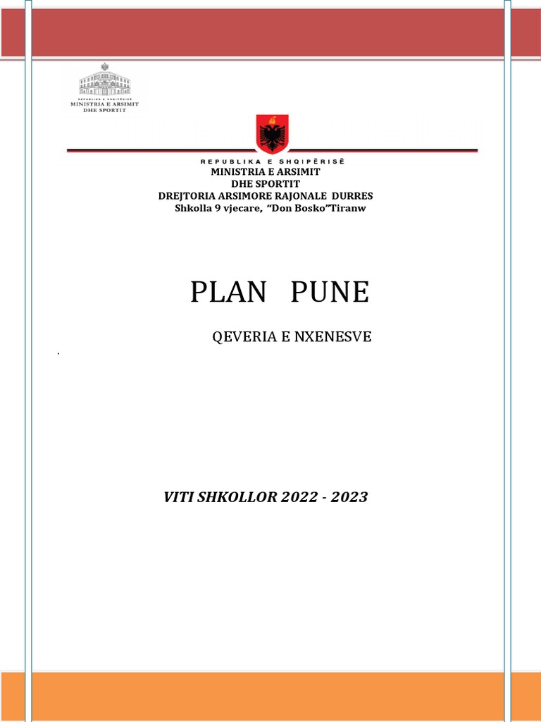 Plan I Qeverise Se Nx. 2022-2023 | PDF