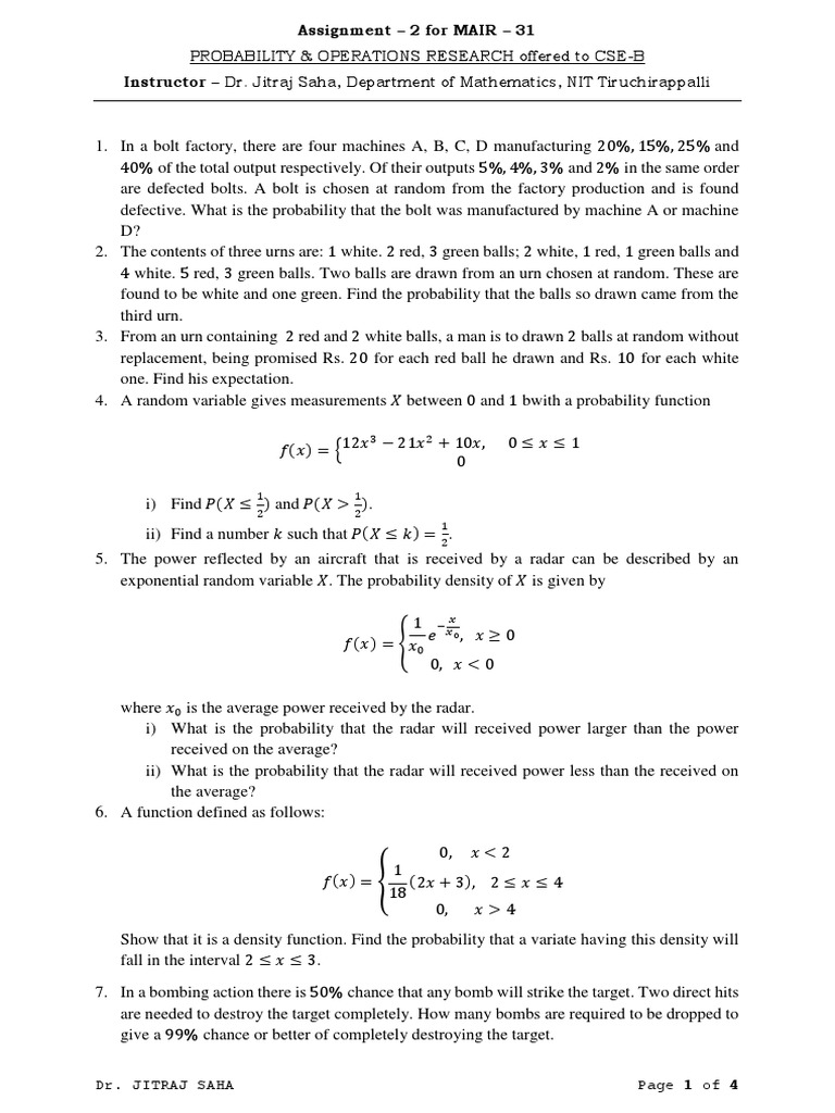 Assignment 2 | PDF | Probability Density Function | Normal Distribution