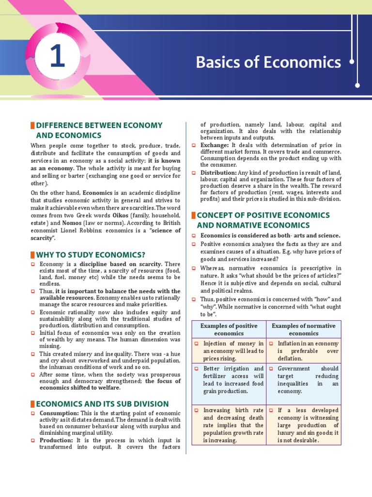 Distinction Between Economy and Economics | PDF | Economics ...