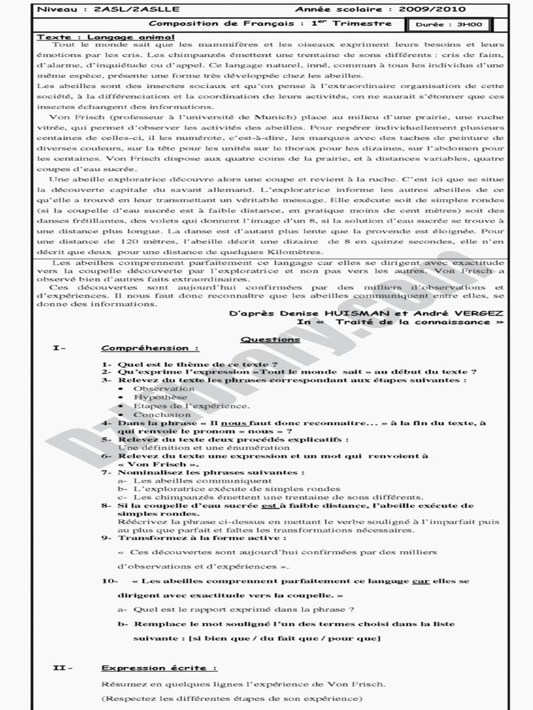 Dzexams 2as Francais 664657 | PDF