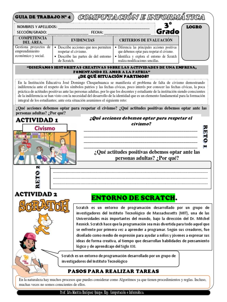 Ficha de Trabajo 3 Grado Scratch | PDF