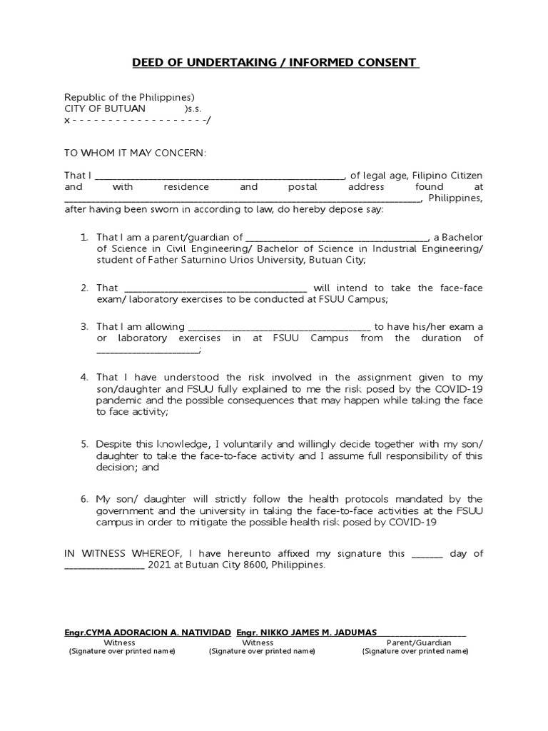 d.-deed-of-undertaking-or-informed-consent | PDF | Notary Public