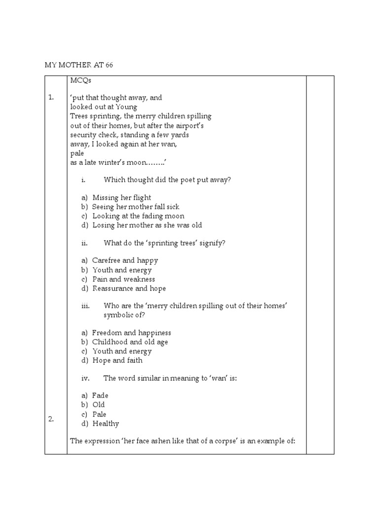 My Mother at 66 (Poem) | PDF | Poetry