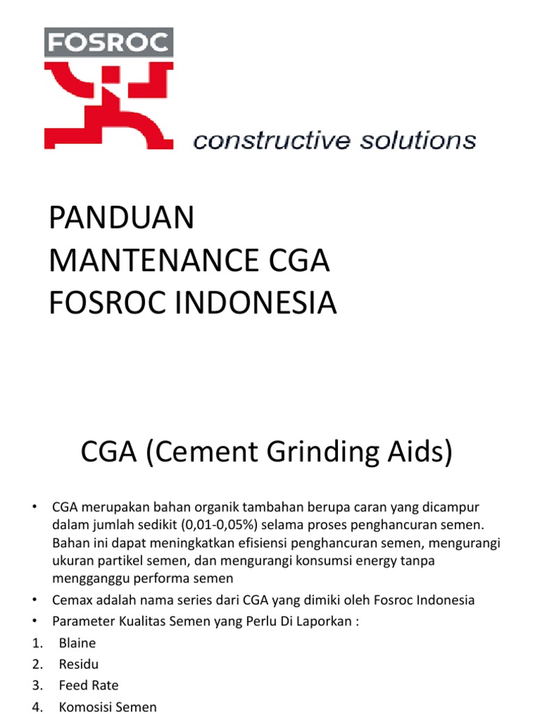 Panduan Maintenance CGA PT Fosroc Indonesia | PDF