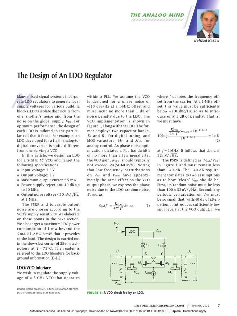 LDO Regulator Design for VCO Applications | PDF | Operational Amplifier ...