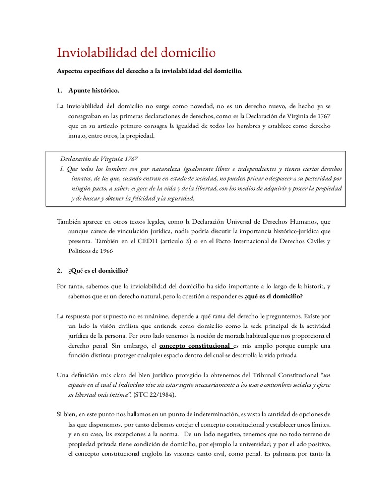 Inviolabilidad Del Domicilio y Secreto de Las Comunicaciones | PDF | Prisión | Derechos