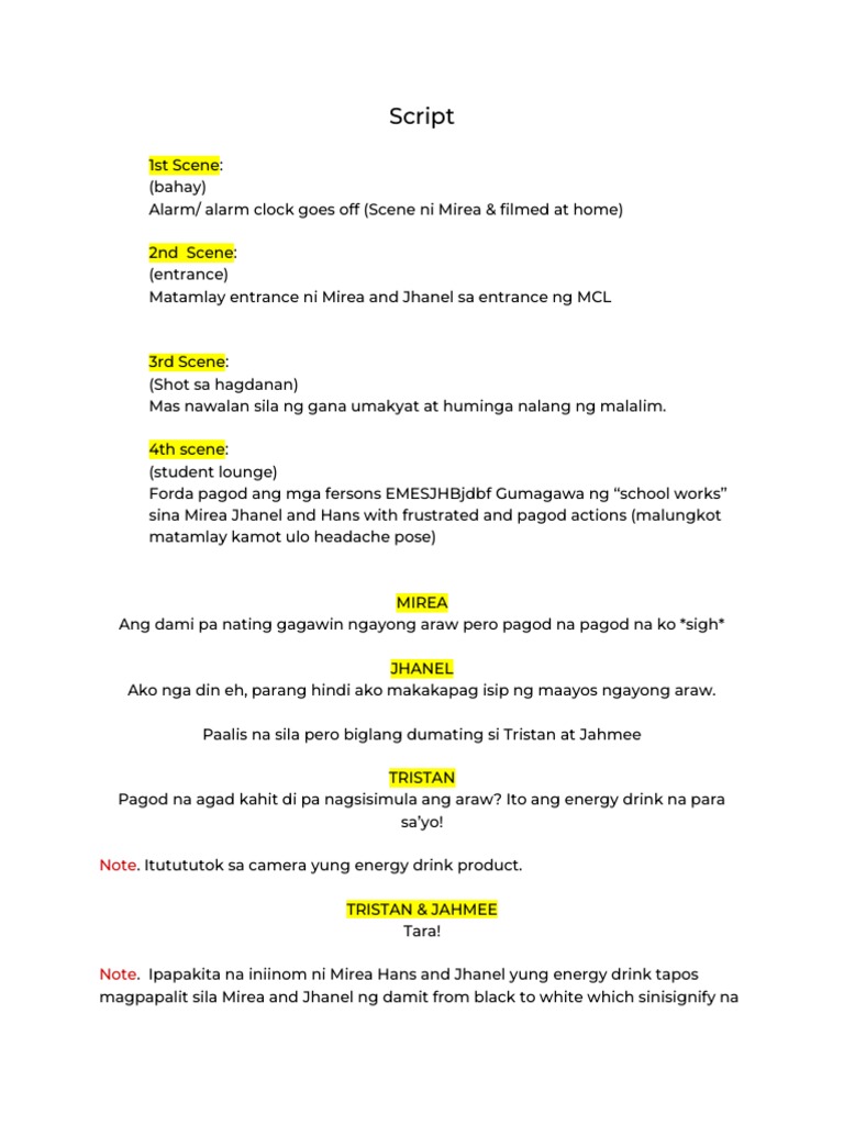 Script Filipino Commercial | PDF