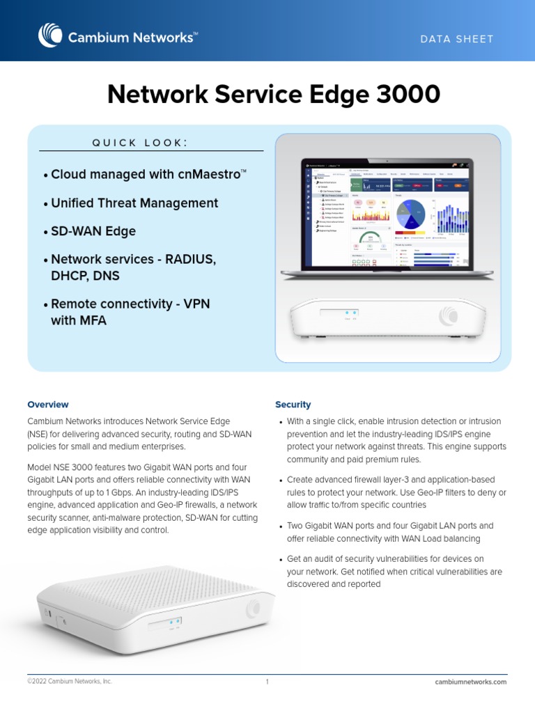 Cambium Networks Data Sheet Network Service Edge | PDF | Computer Network | Cloud Computing