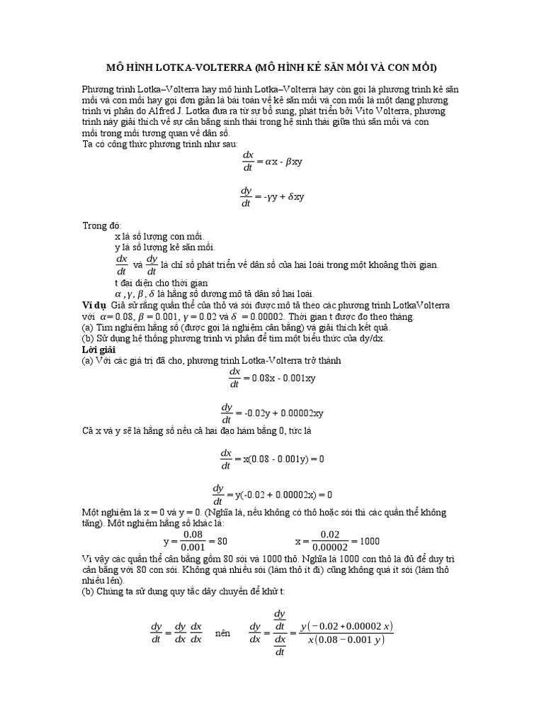 Mô Hình Lotka - Volterra | PDF