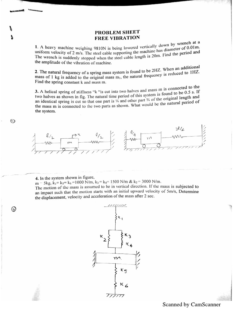 Free Vibrations Sheet | PDF