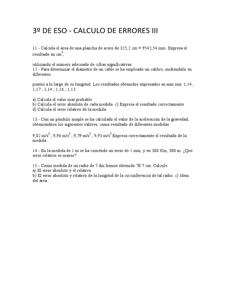 Calculo de Errores 3 FQ | PDF | Tecnología