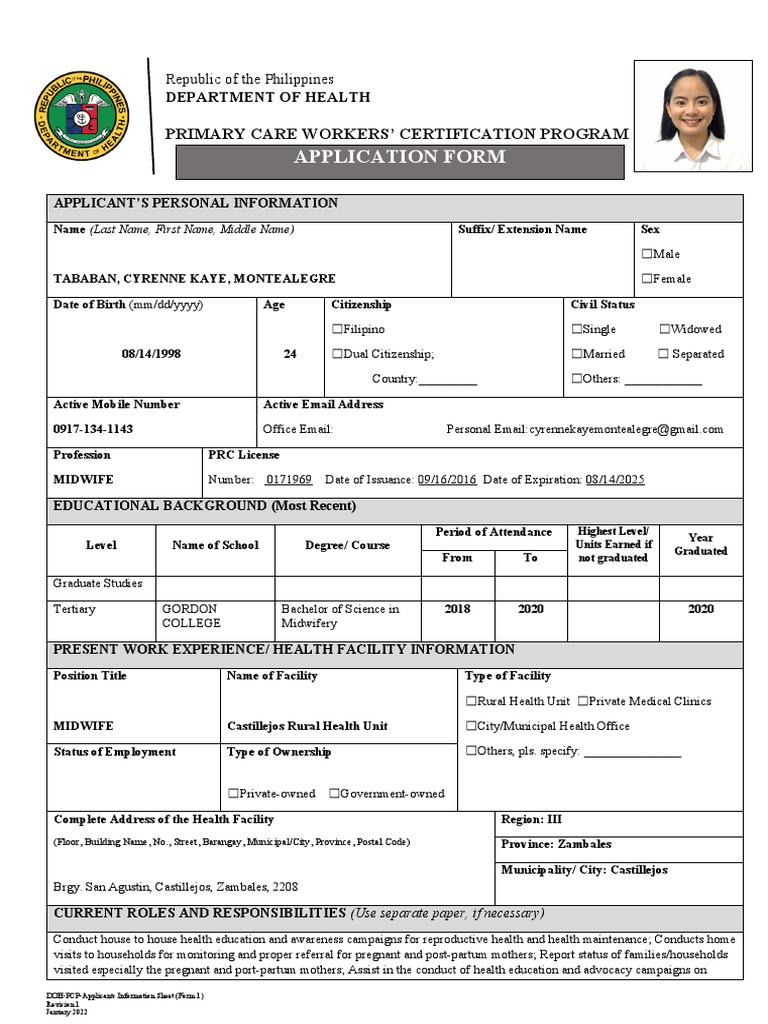Primary Care Workers Certification Form | PDF | Midwife | Pregnancy