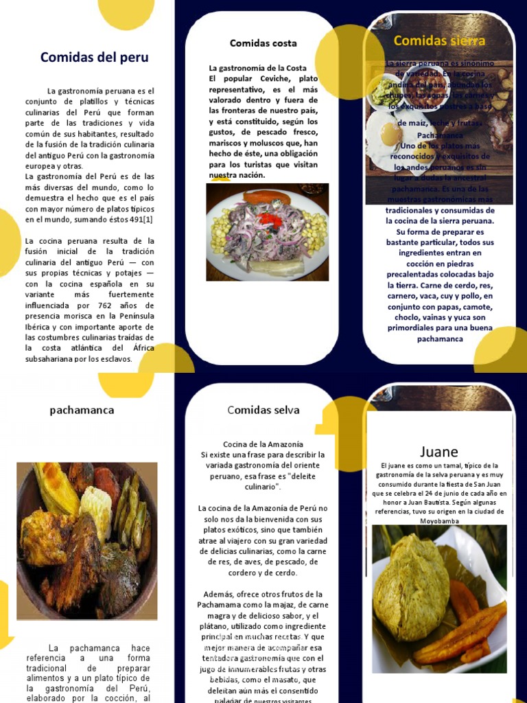 Triptico-Comida Tipica | PDF | Cocina | Alimentos