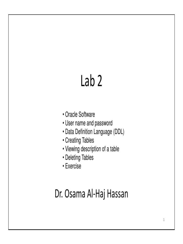 DR - Osama Lab 2 Creating and Deleting Tables | PDF | Information Retrieval | Software