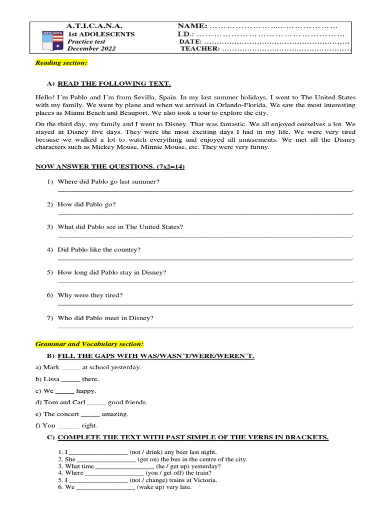 1st Adolescents-Practice Test | PDF