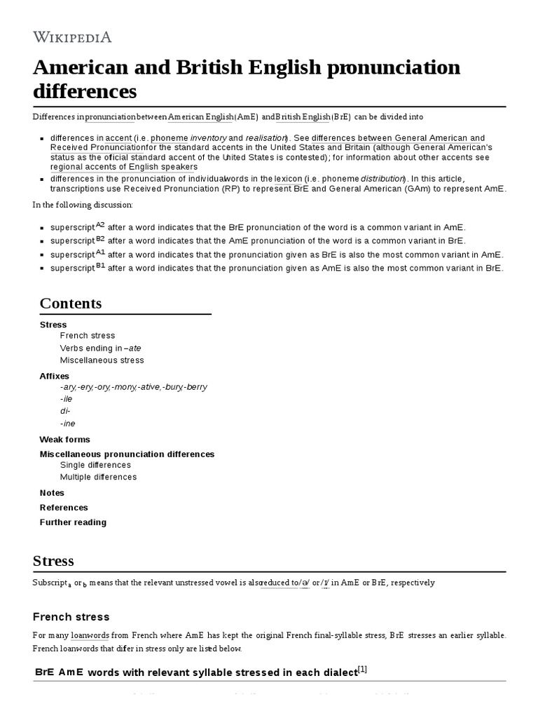 American and British English Pronunciation Differences | PDF | Human ...