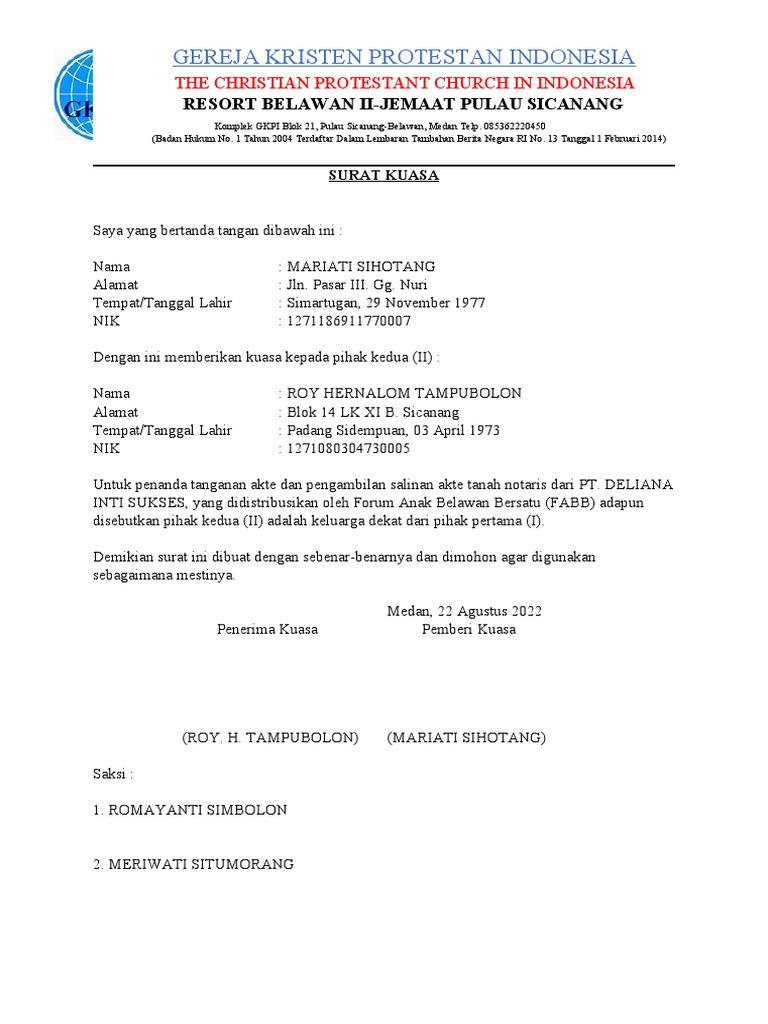 Surat Kuas Gkpi | PDF