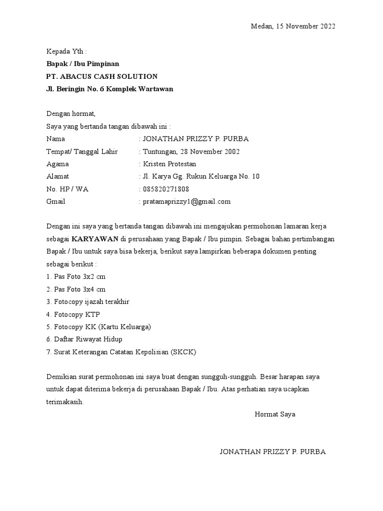 Surat Lamaranku | PDF