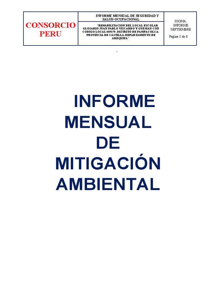 Informe Mensual de Mitigacion Ambiental | PDF | Residuos | Gestión de residuos