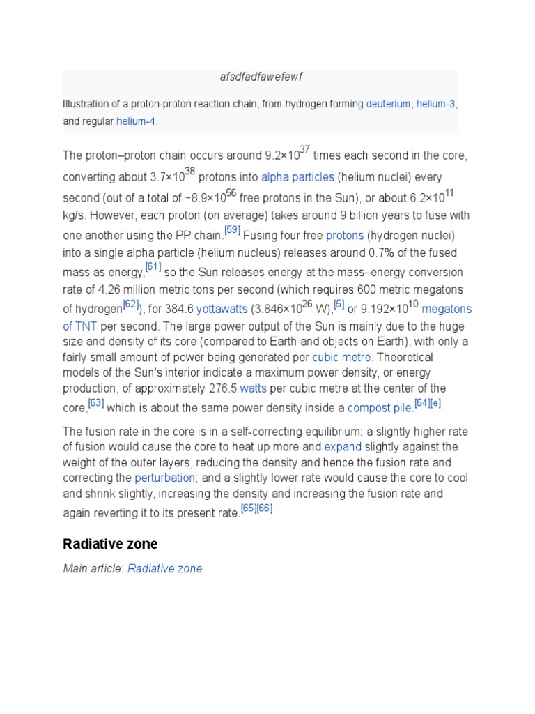 Proton-Proton Reaction Chain in the Sun's Core: Illustrating the ...
