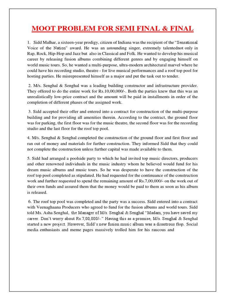 6385a615bb4b4 - MOOT PROBLEM FOR SEMI FINAL & FINAL | PDF | Judgment ...